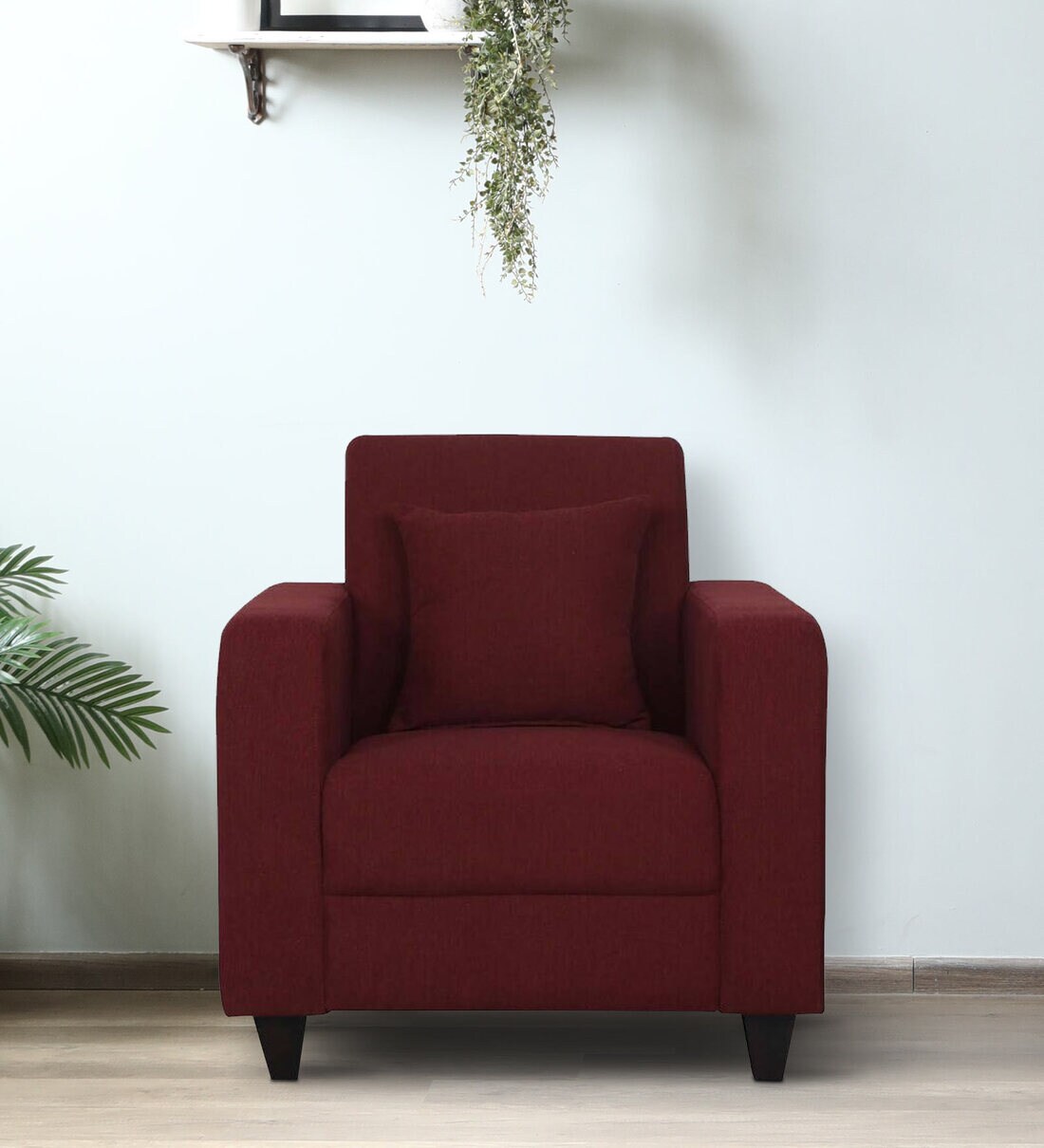 Buy Alba Fabric 1 Seater Sofa In Garnet Red Colour By Woodsworth Online ...