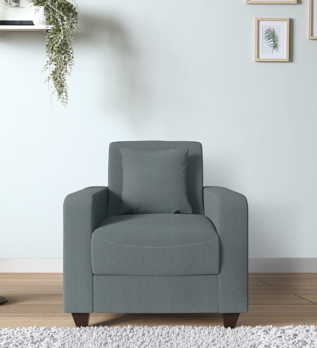 Buy Alba Fabric 1 Seater Sofa In Ash Grey Colour at 15% OFF by ...