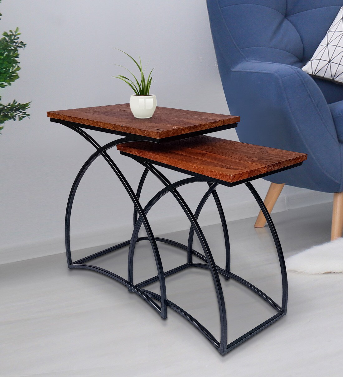 Buy Albert Metal Nest of Tables in Black Finish (Set Of 2) at 100% OFF ...