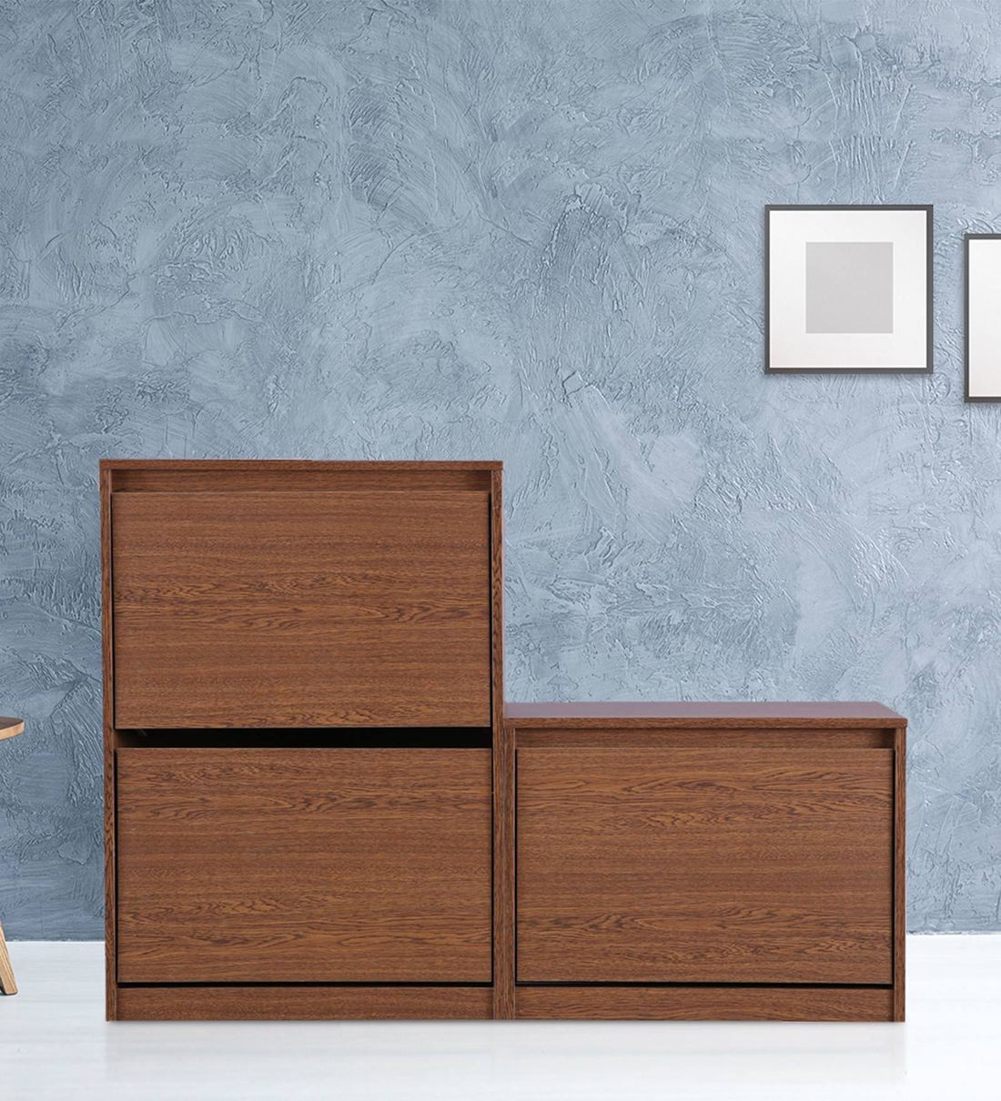 Buy Alder 3 Tier Tilt Out Shoe Rack in Walnut Finish Online - Tilt Out ...