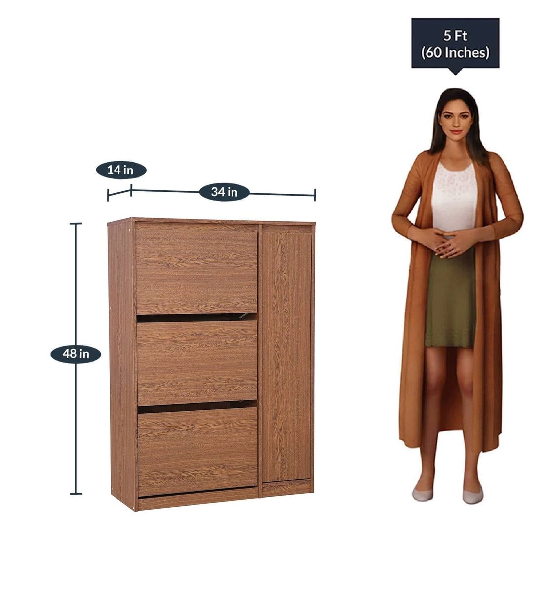 Buy Alder 3 Tier Tilt Out Shoe Rack in Walnut Finish by HomeTown Online ...