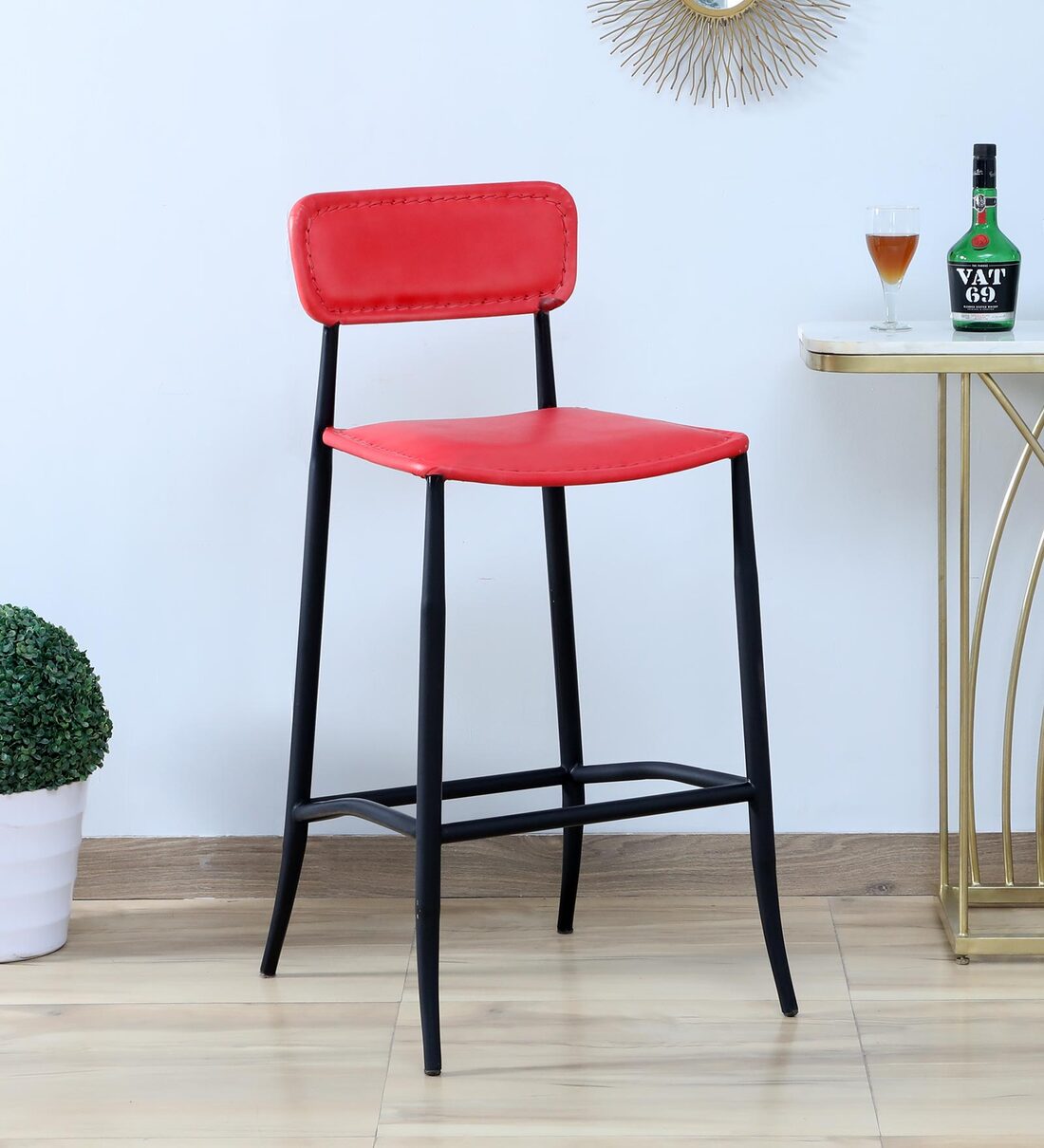 Buy Alessa Metal Bar Stool In Tomato Red Colour By Bohemiana Online ...