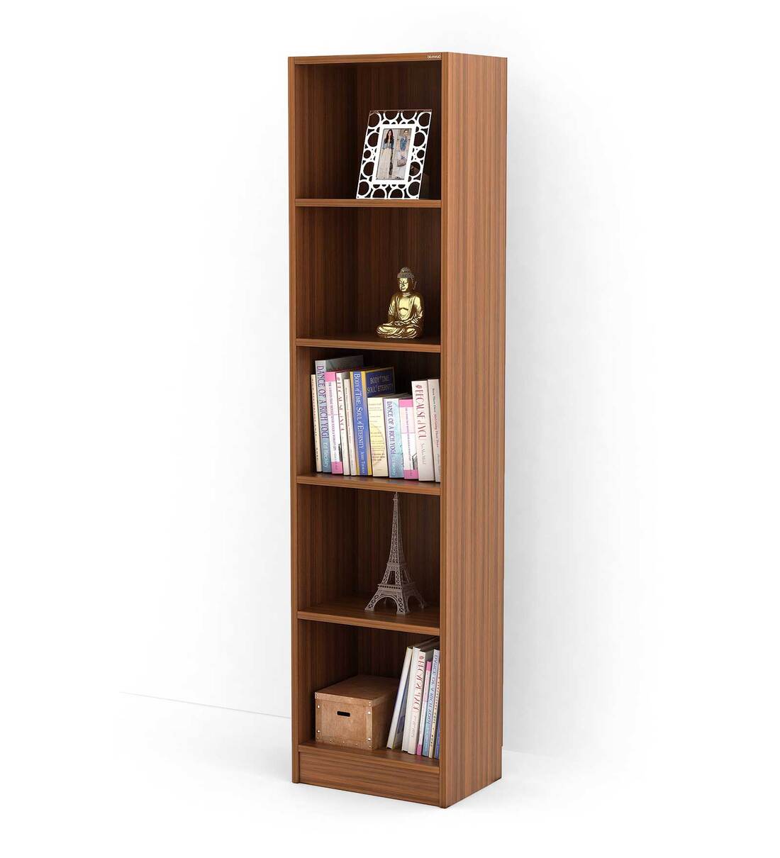 Buy Alex Book Shelf In Walnut Finish with 5 Tier By Bluewud Online ...
