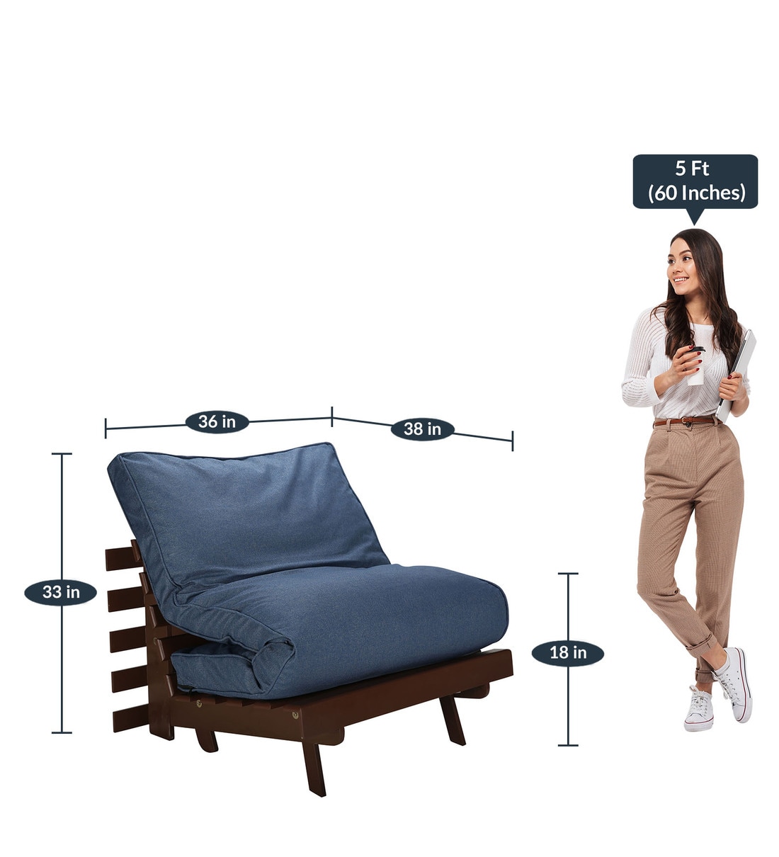 Buy Single Futon in Blue Colour with Mattress Online - Futons - Futons ...
