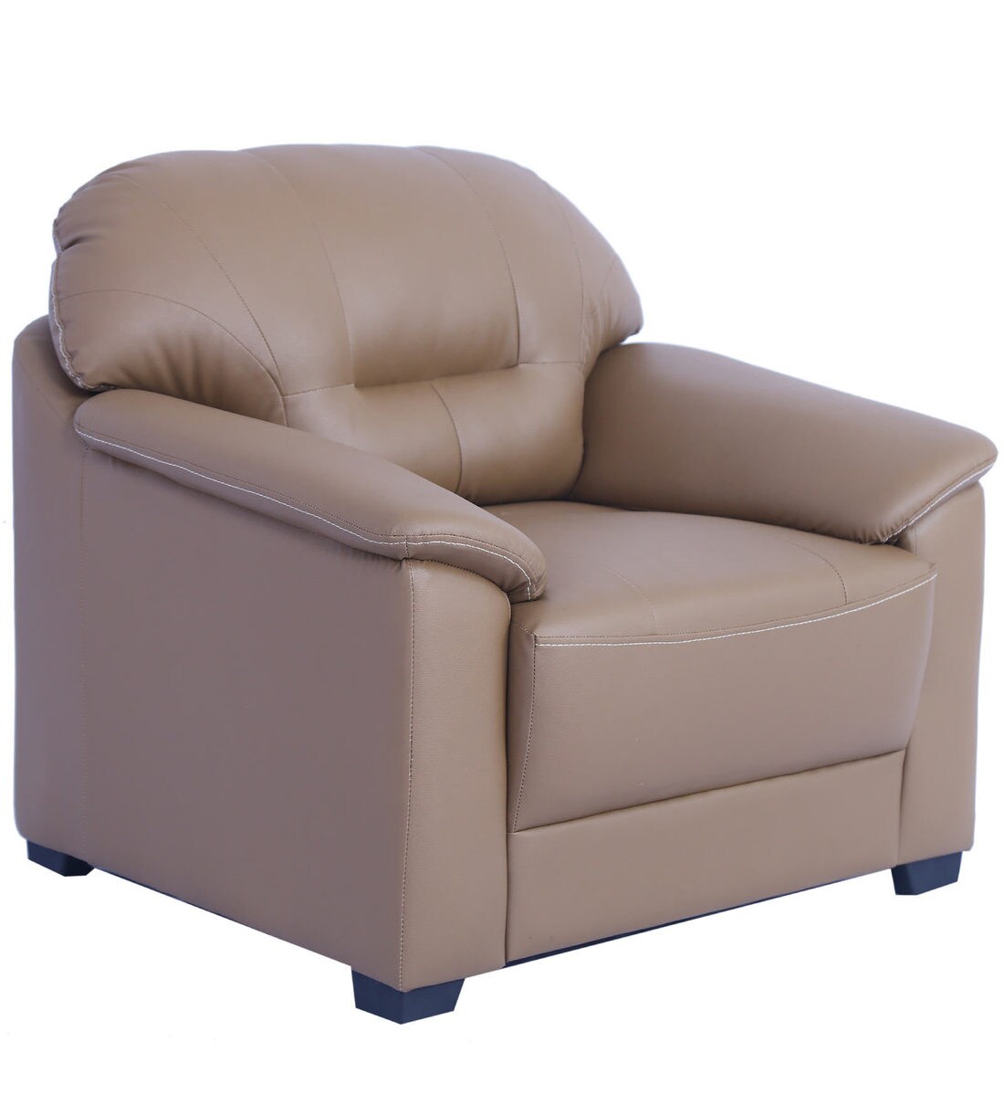 Buy Croma Leatherette 1 Seater Sofa in Tan Brown Colour by Muebles Casa ...