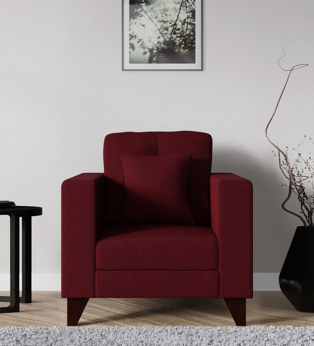 Buy Alfredo Fabric 1 Seater Sofa In Garnet Red Colour Online - Lawson 1 ...
