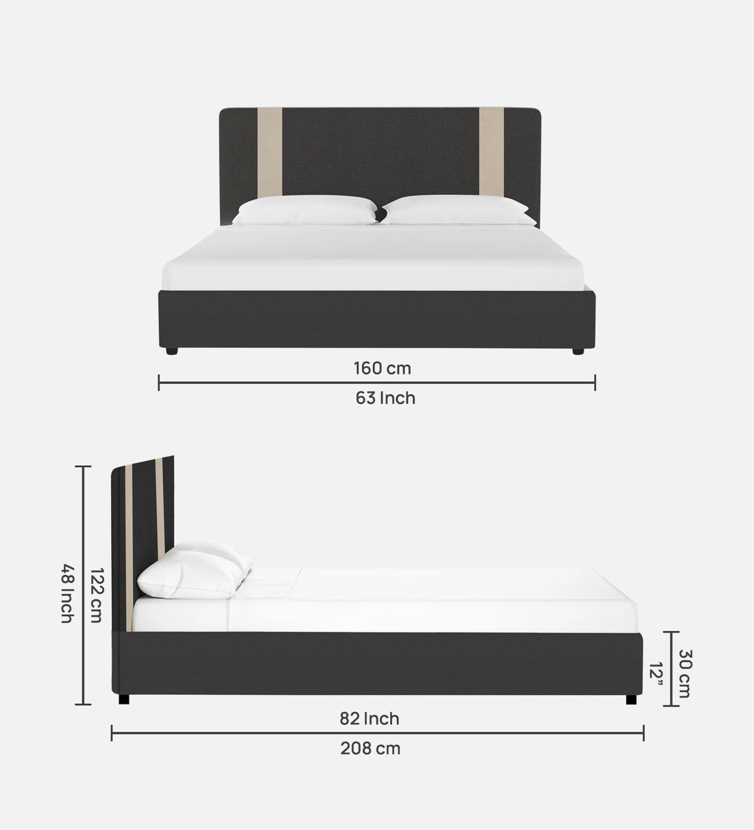 Buy Alisha Leatherette Upholstered Queen Size Bed in Davy Grey Colour ...