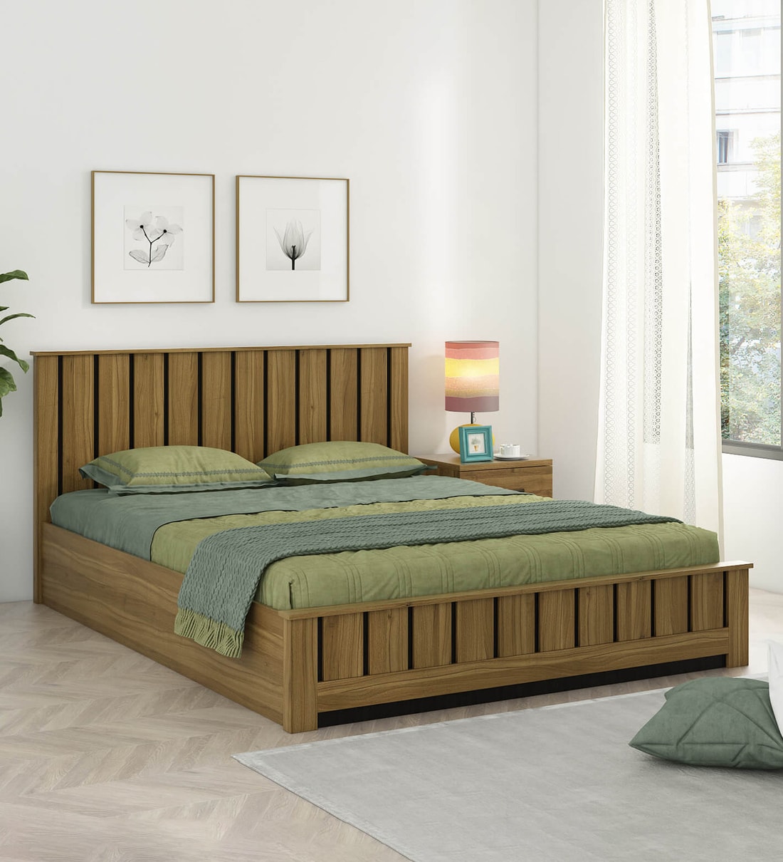 Buy Alistair Queen Size Bed in Natural Teak & Wenge Melamine Finish at ...