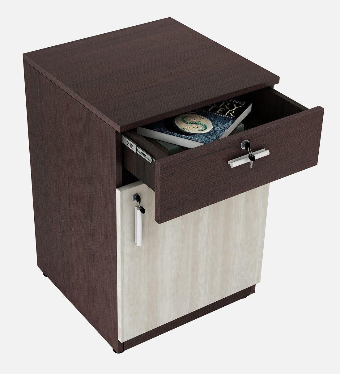 Buy Alston 2 Drawer Pedestal In Balliness Pine & Cloud Ash Finish With ...