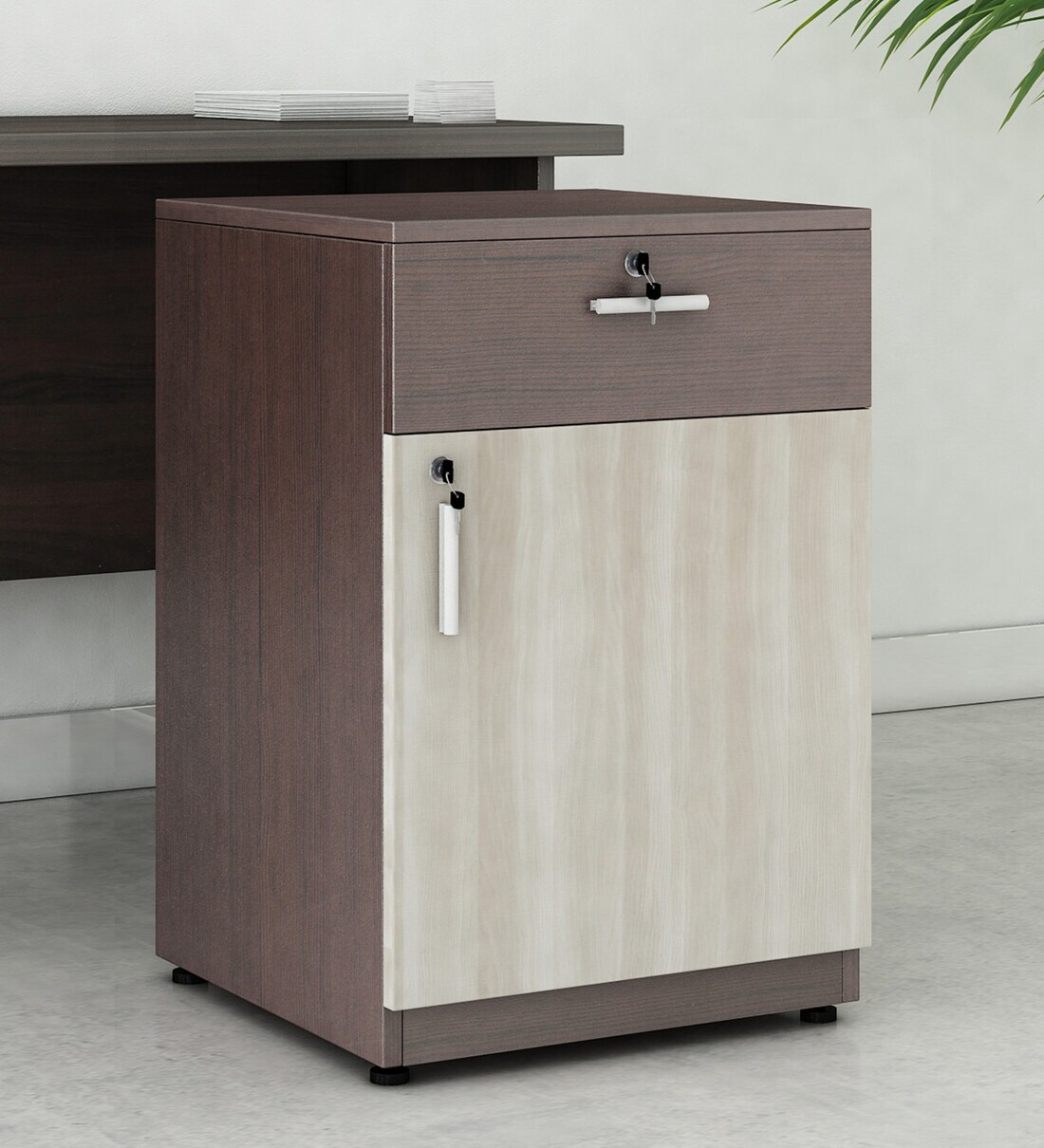 Buy Alston 2 Drawer Pedestal In Balliness Pine & Cloud Ash Finish With ...