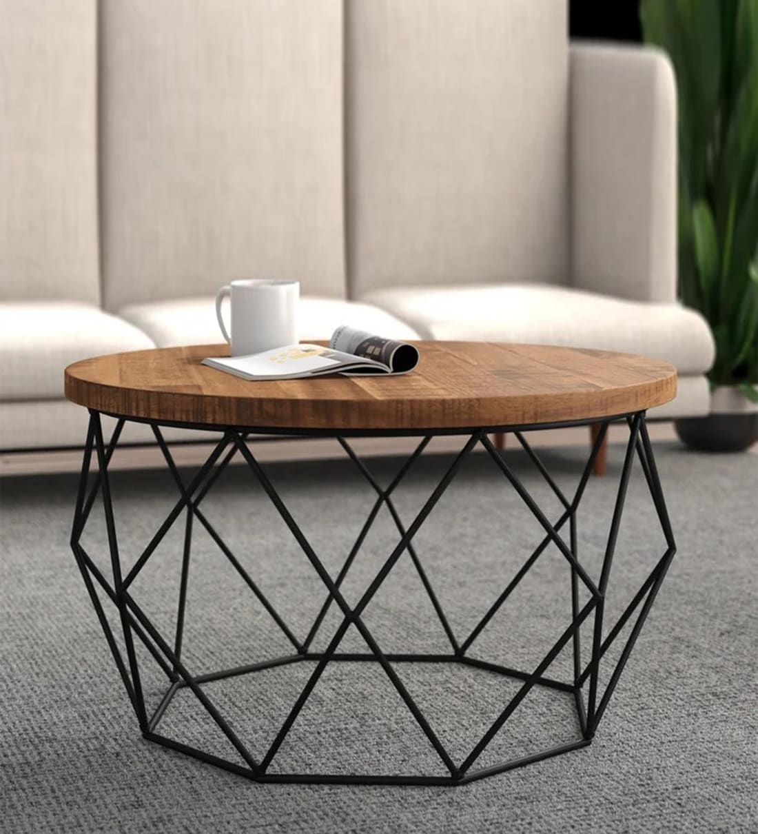 Buy Alvis Wooden Top Centre Table (Set of 2) in Black Colour By Shivio ...