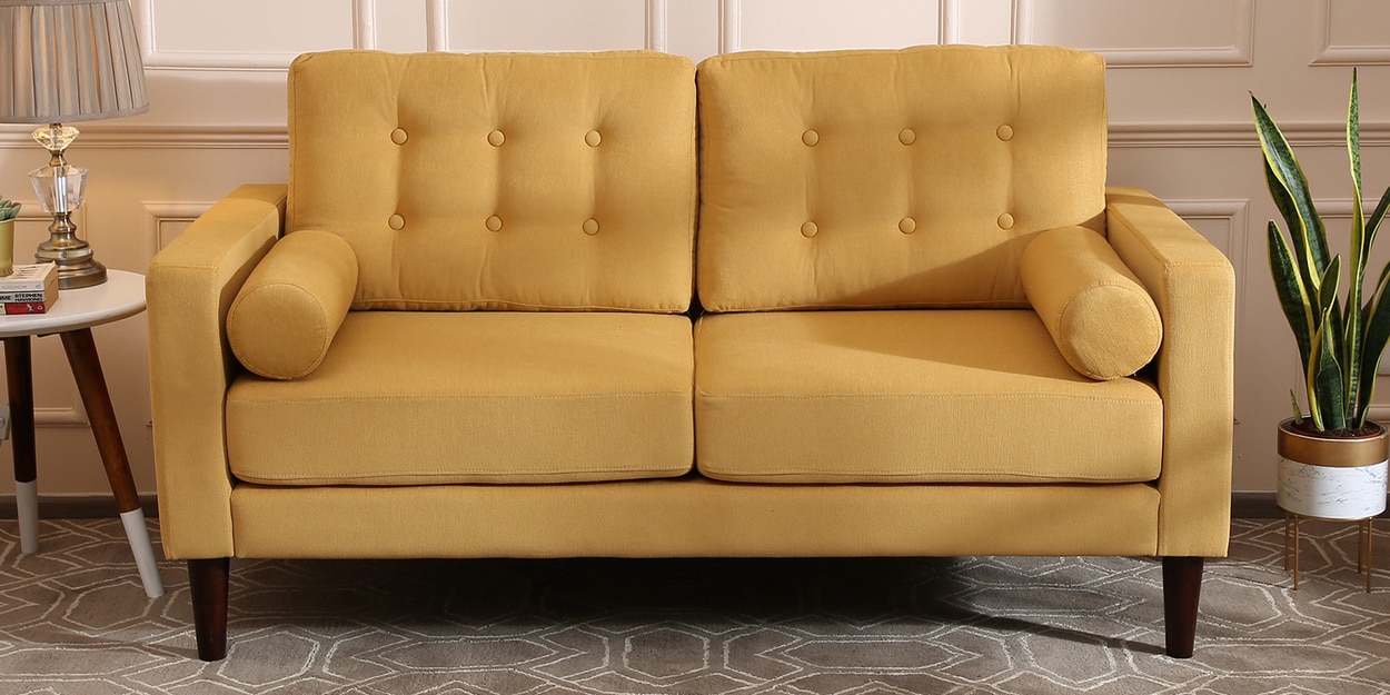 Buy Alaine Fabric 2 Seater Sofa In Camel Yellow Colour By Casacraft ...