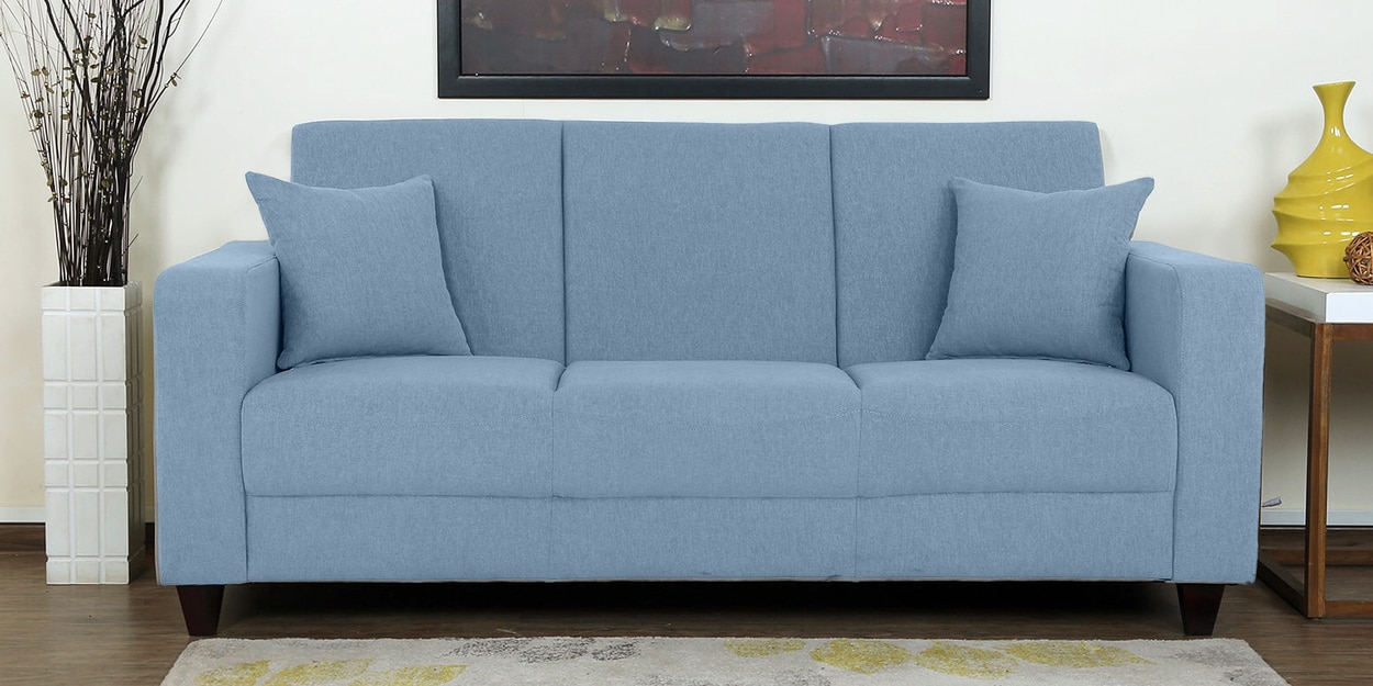 Buy Alba 3 Seater Sofa in Ice Blue Colour at 3% OFF by Woodsworth from ...