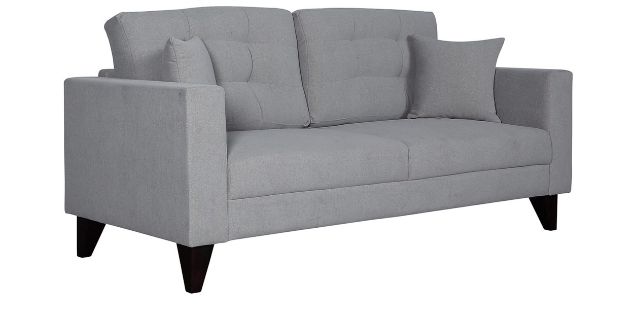 Buy Alfredo Fabric 3 Seater Sofa In Ash Grey Colour by CasaCraft Online ...