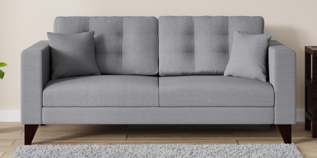 Buy Alfredo Fabric 3 Seater Sofa In Ash Grey Colour by CasaCraft Online ...