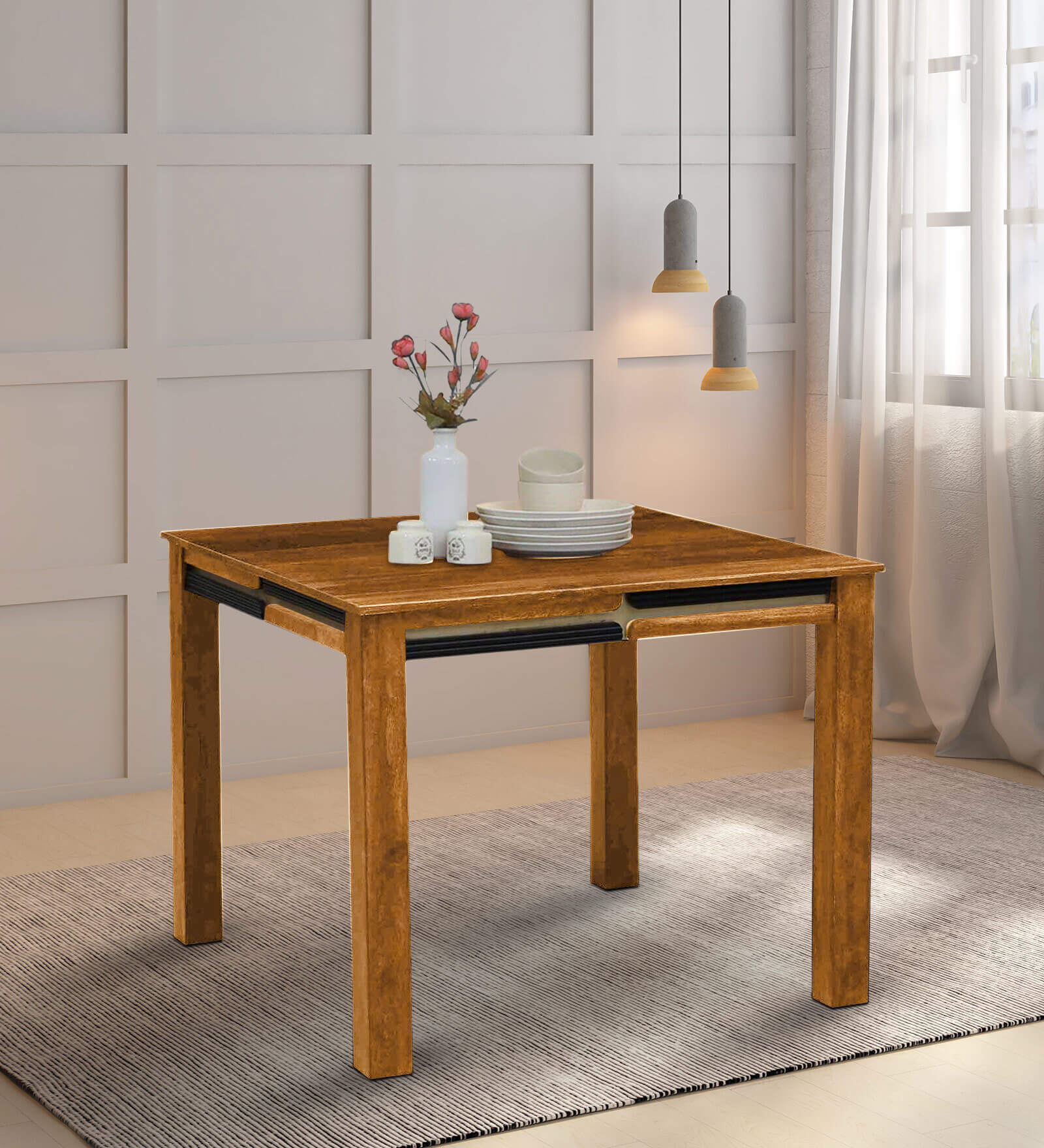 Buy Alamo Sheesham Wood 4 Seater Dining Table In Scratch Resistant ...