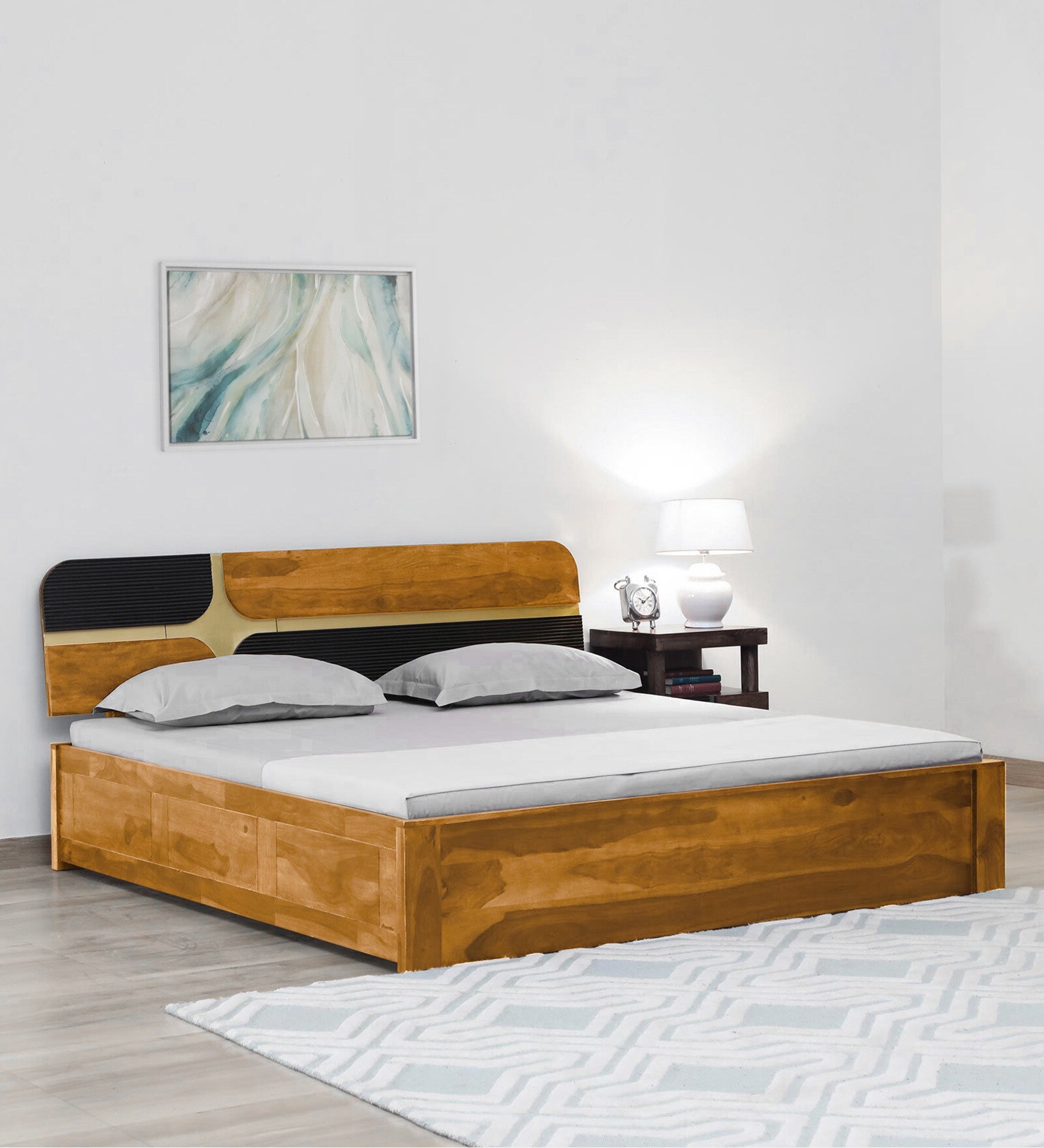 Buy Alamo Sheesham Wood Queen Size Bed In Scratch Resistant Rustic Teak ...