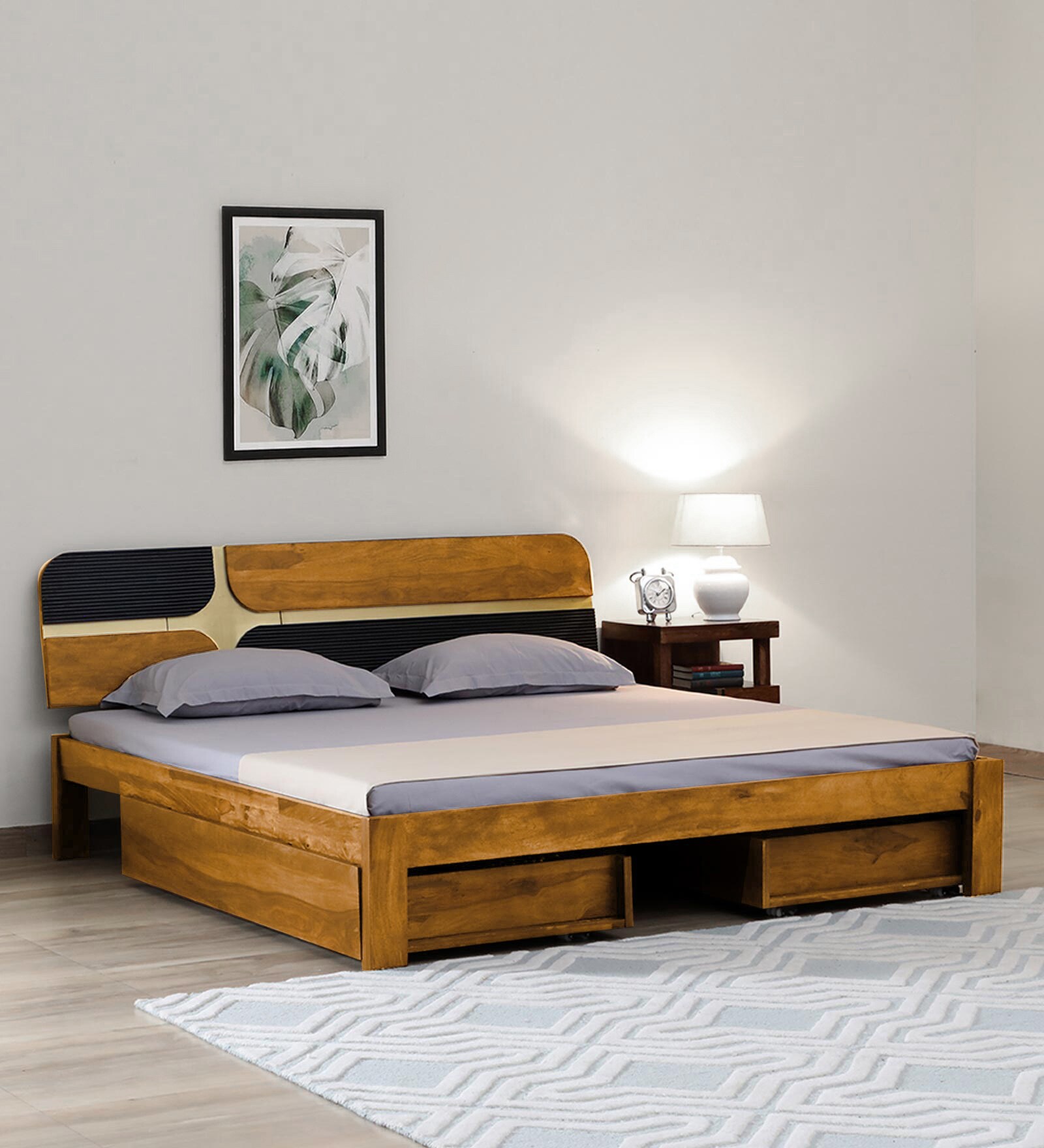 Buy Alamo Sheesham Wood Queen Size Bed In Scratch Resistant Rustic Teak ...