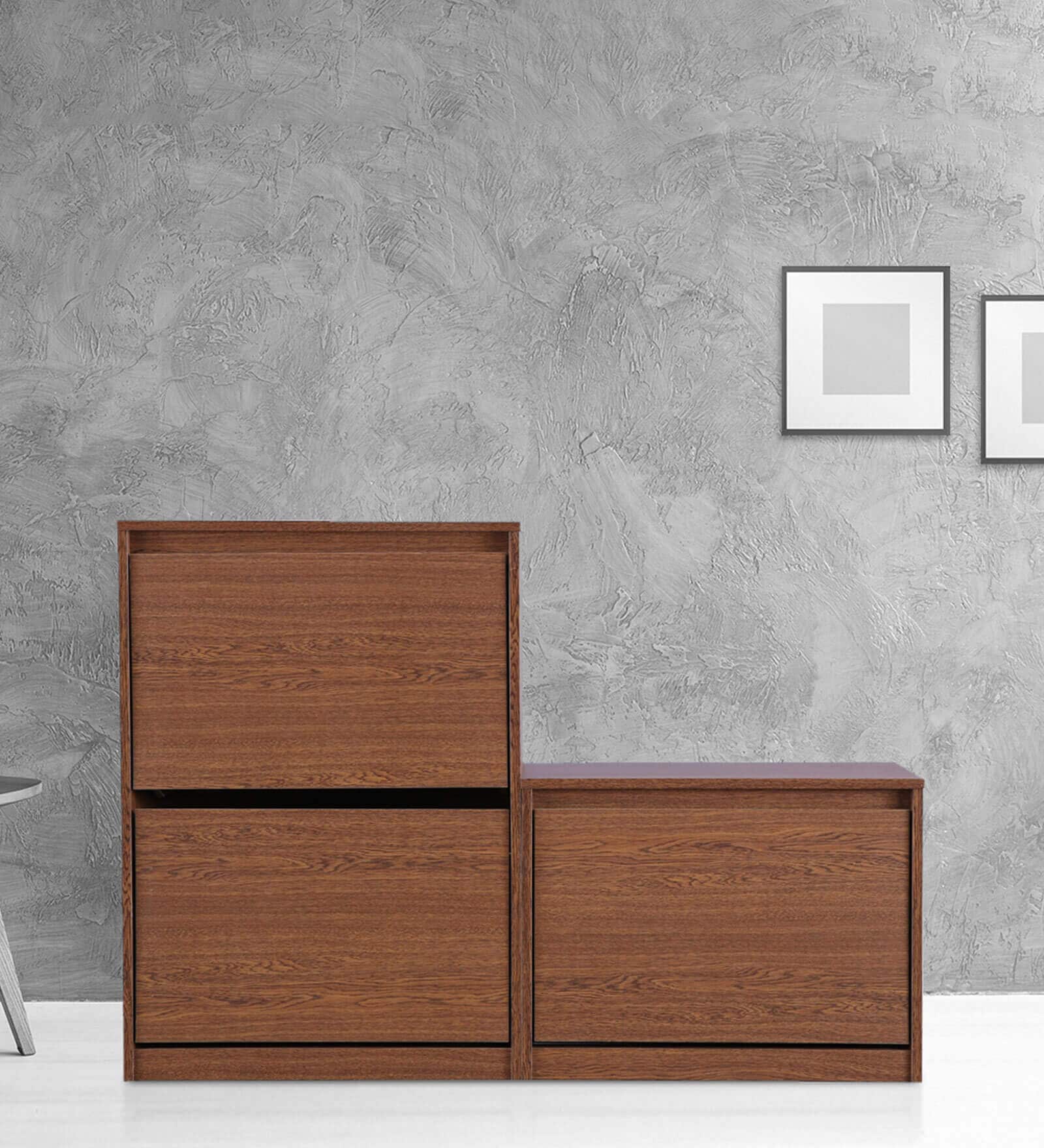 Buy Alder Tilt Out Shoe Rack with Seating in Walnut Finish at 46% OFF ...