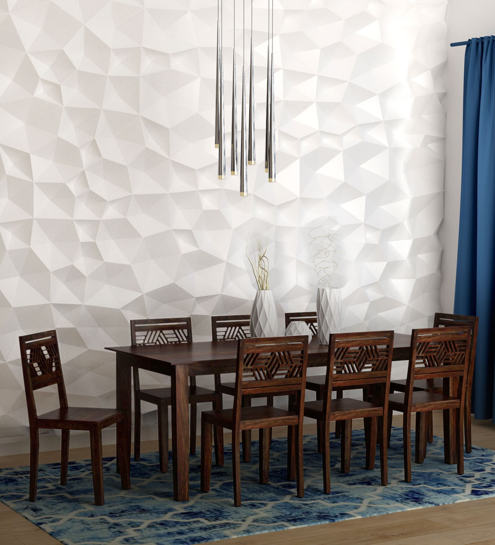 Buy Alder Sheesham Wood 8 Seater Dining Set in Warm Chestnut Finish at ...