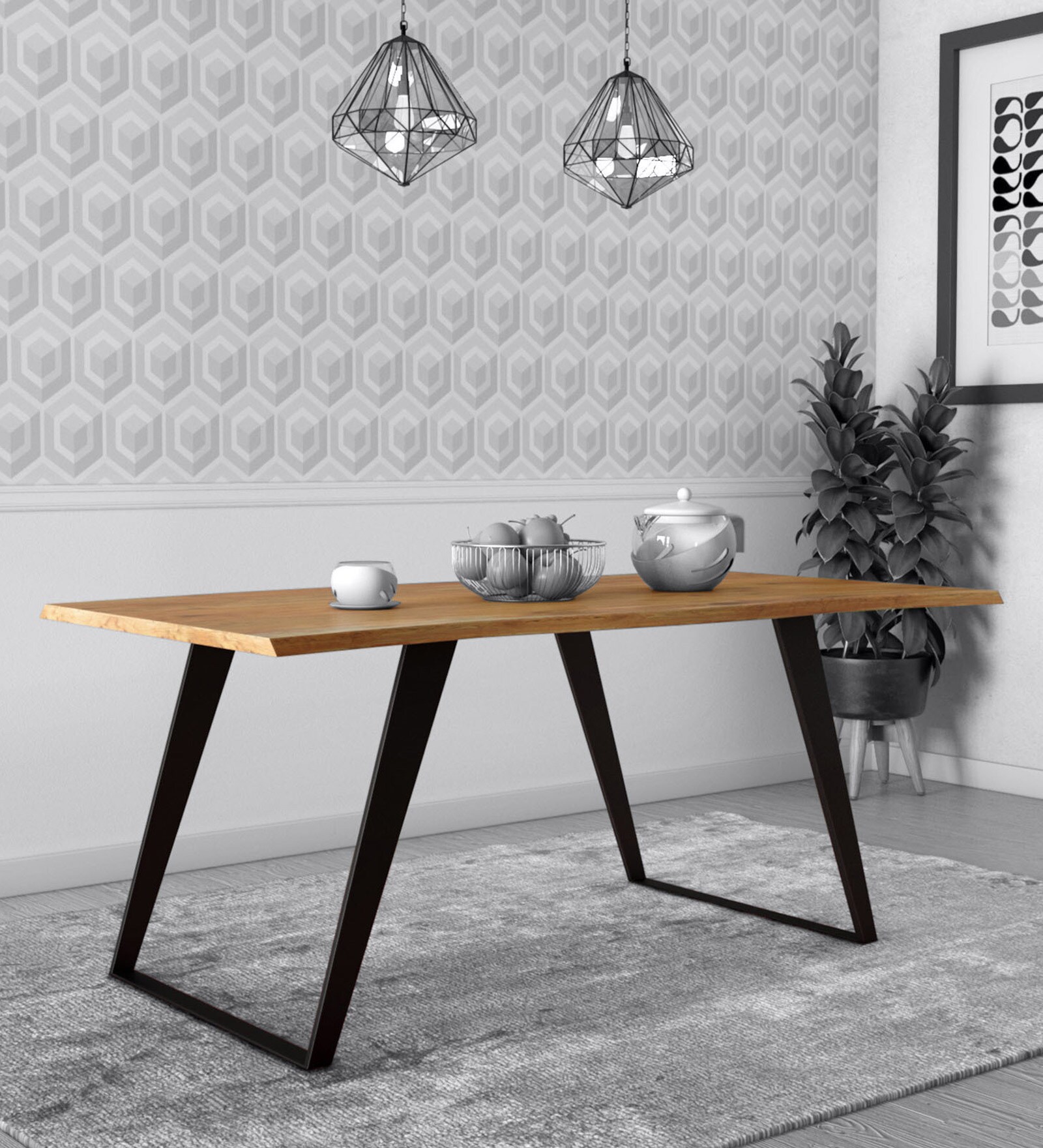 Buy Alesso 6 Seater Dining Table in Natural Acacia Finish at 31% OFF by Bohemiana from Pepperfry ...