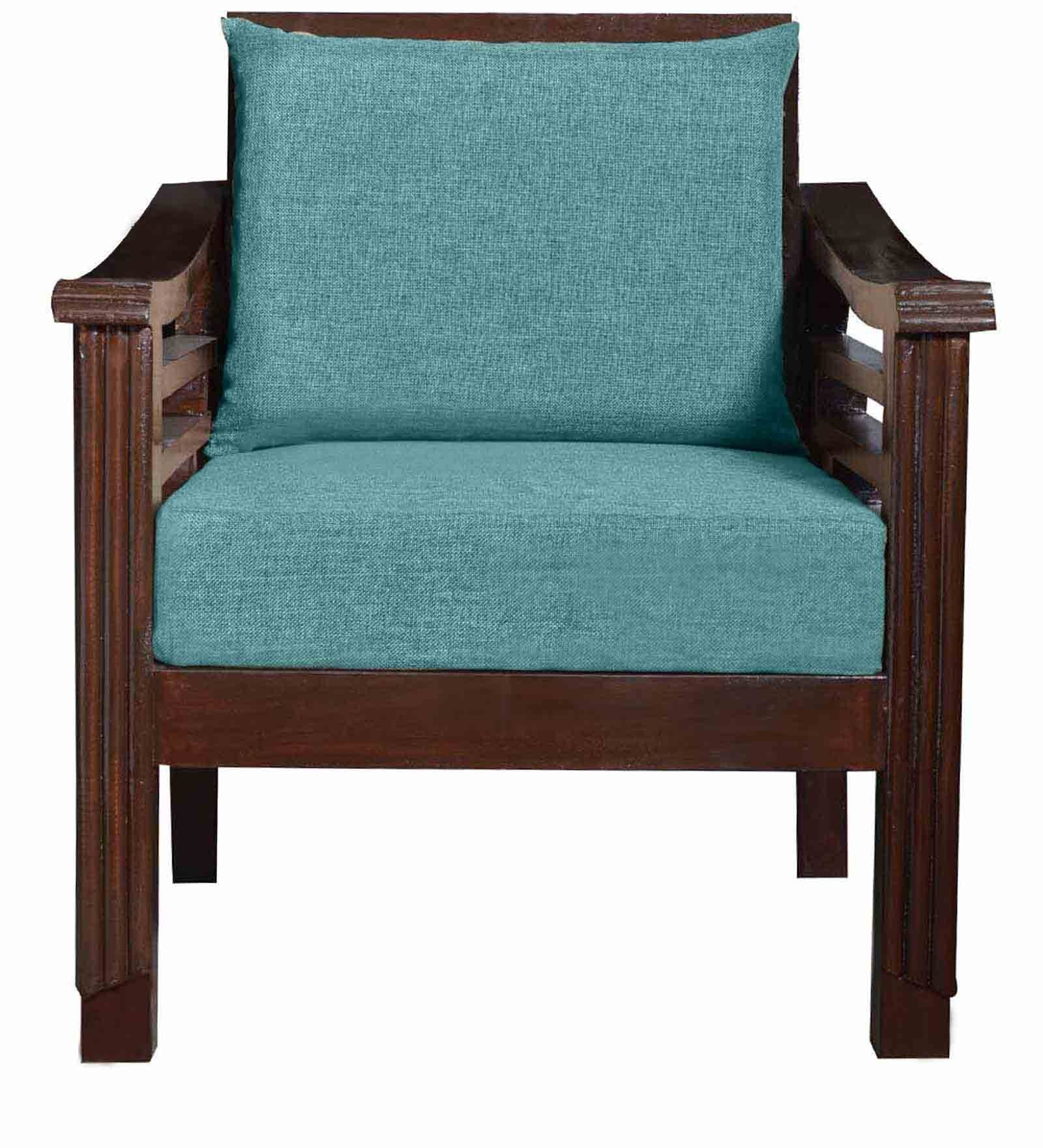 Buy Alferdo One Seater Sofa Green Colour by Tezerac Online - 1 Seater ...