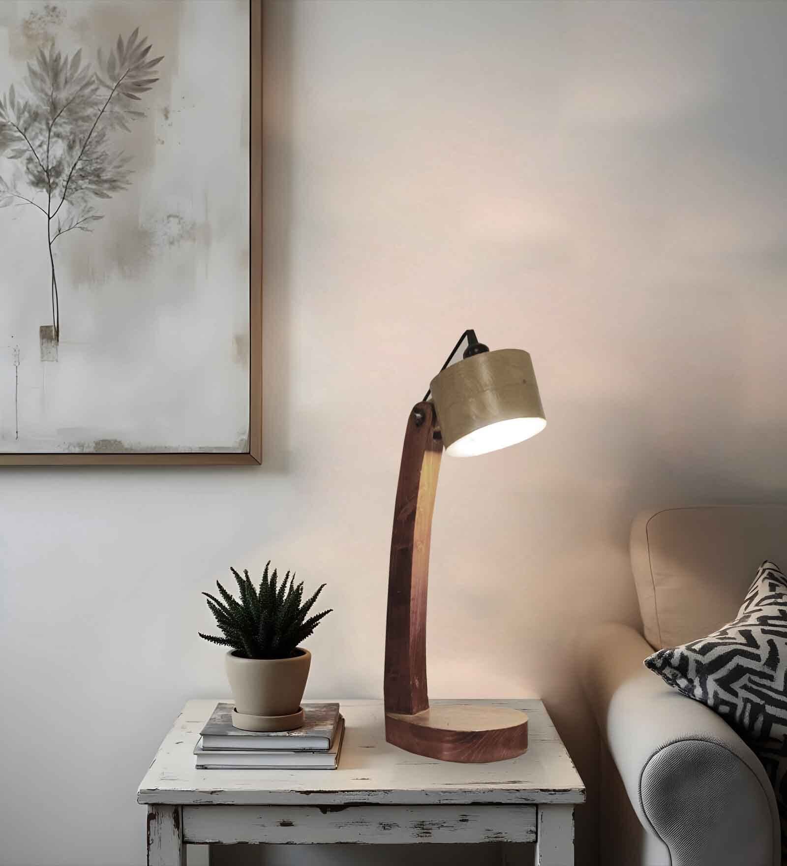 Buy Alice Brown Wooden Table Lamp with Wooden Lampshade at 27% OFF by ...