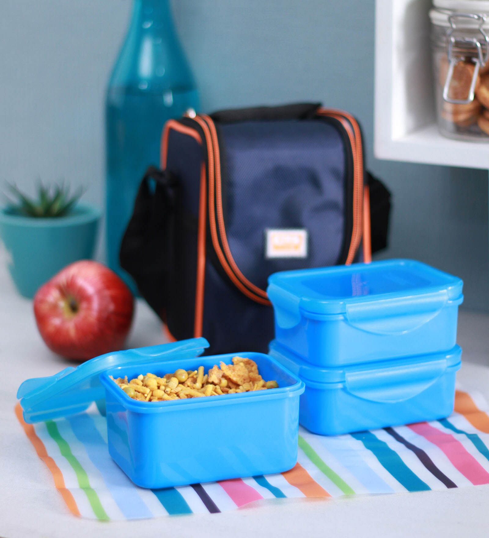 Buy All Time 9302 Food Gear Blue Plastic Lunch Box - Set of 3 Online ...