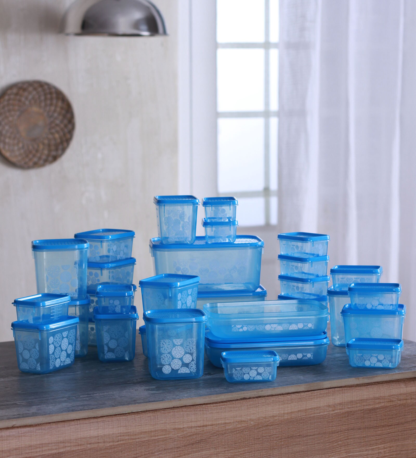 Buy All Time Blue Polka Design Plastic Container Set of 62 Online ...