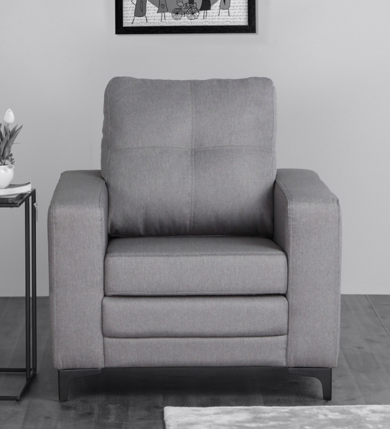 Buy Apollon Fabric 1 Seater Sofa in Grey Colour at 30% OFF by Home ...
