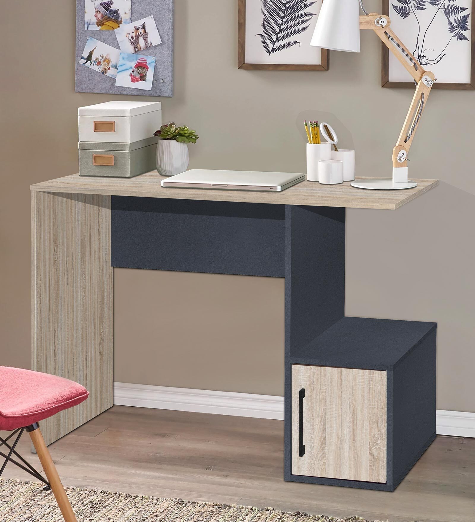Buy Allen Writing Table in Somoma Oak & Dark Grey Finish at 4% OFF by ...