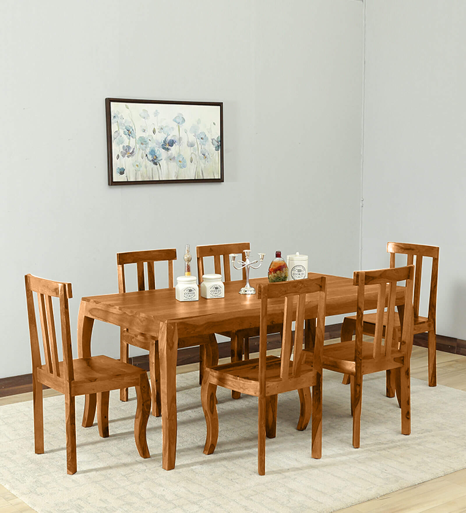 Buy Allier Sheesham Wood 6 Seater Dining Set in Scratch Resistant ...
