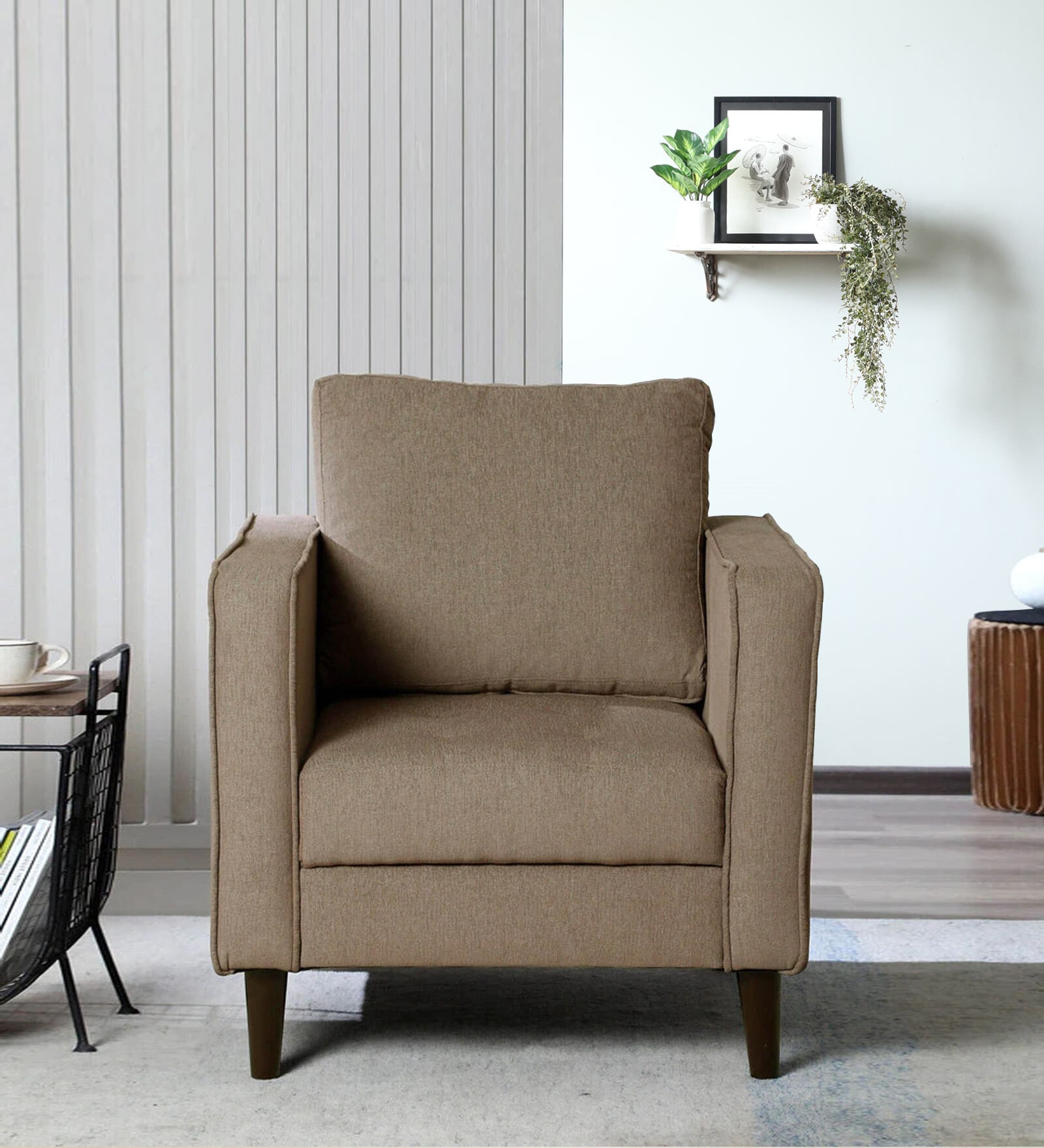 Buy Allison Fabric 1 Seater Sofa In Sandy Brown Colour By Casacraft ...