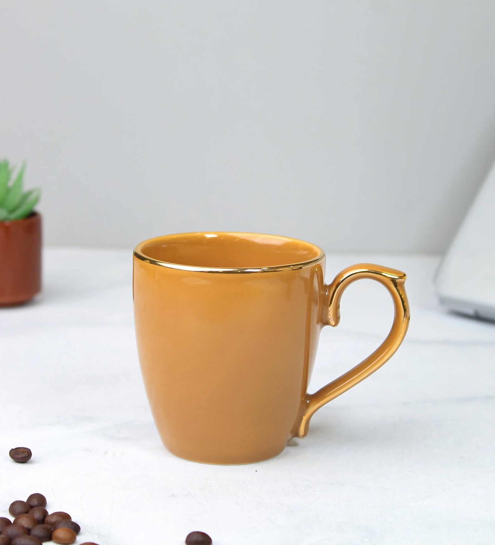 Buy Allure Mug 230ml Mustard yellow at 6% OFF by Vola | Pepperfry