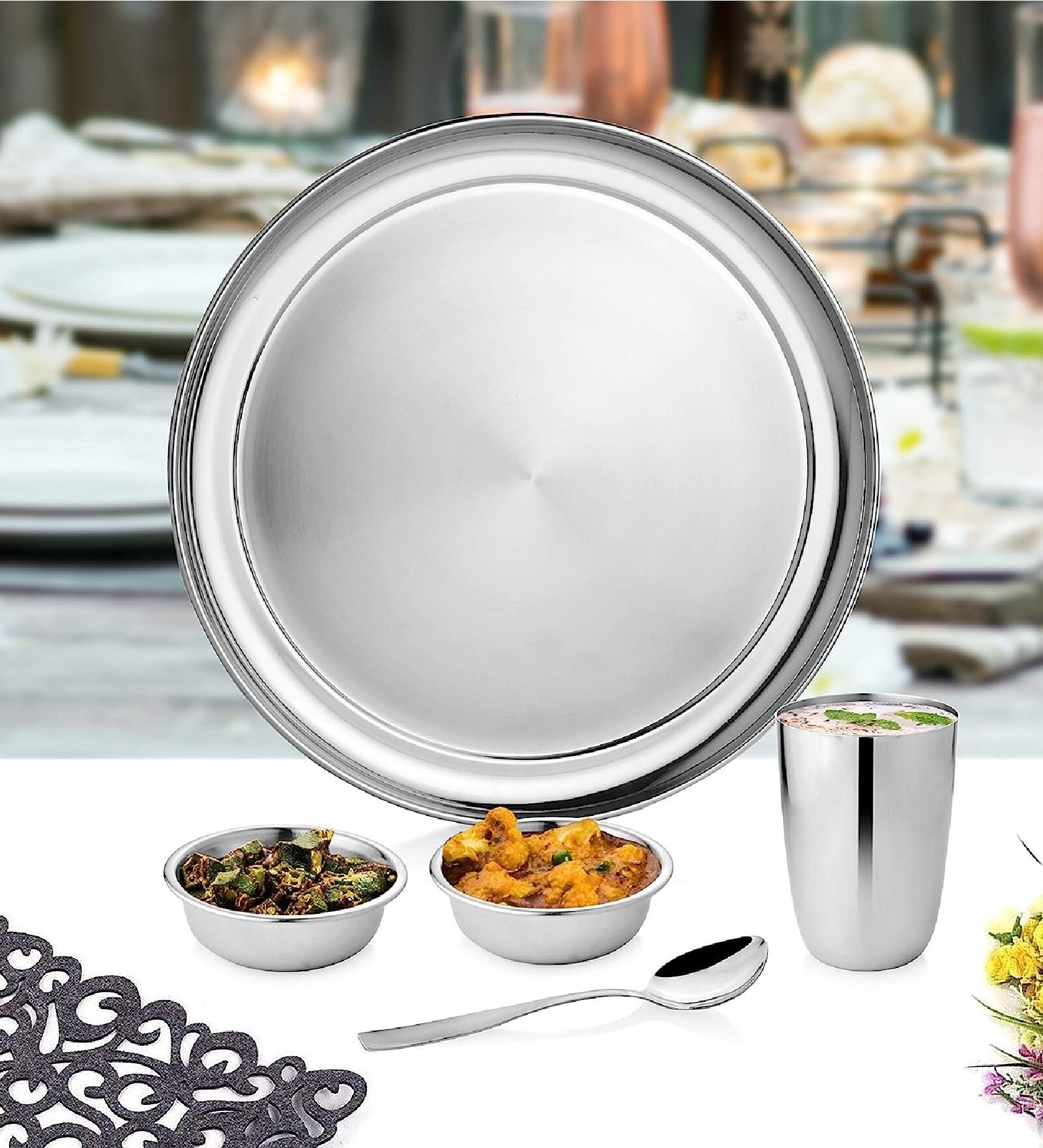 Buy Allure Silver Stainless Steel 5 Pcs Dinner Set at 23% OFF by 5 ...