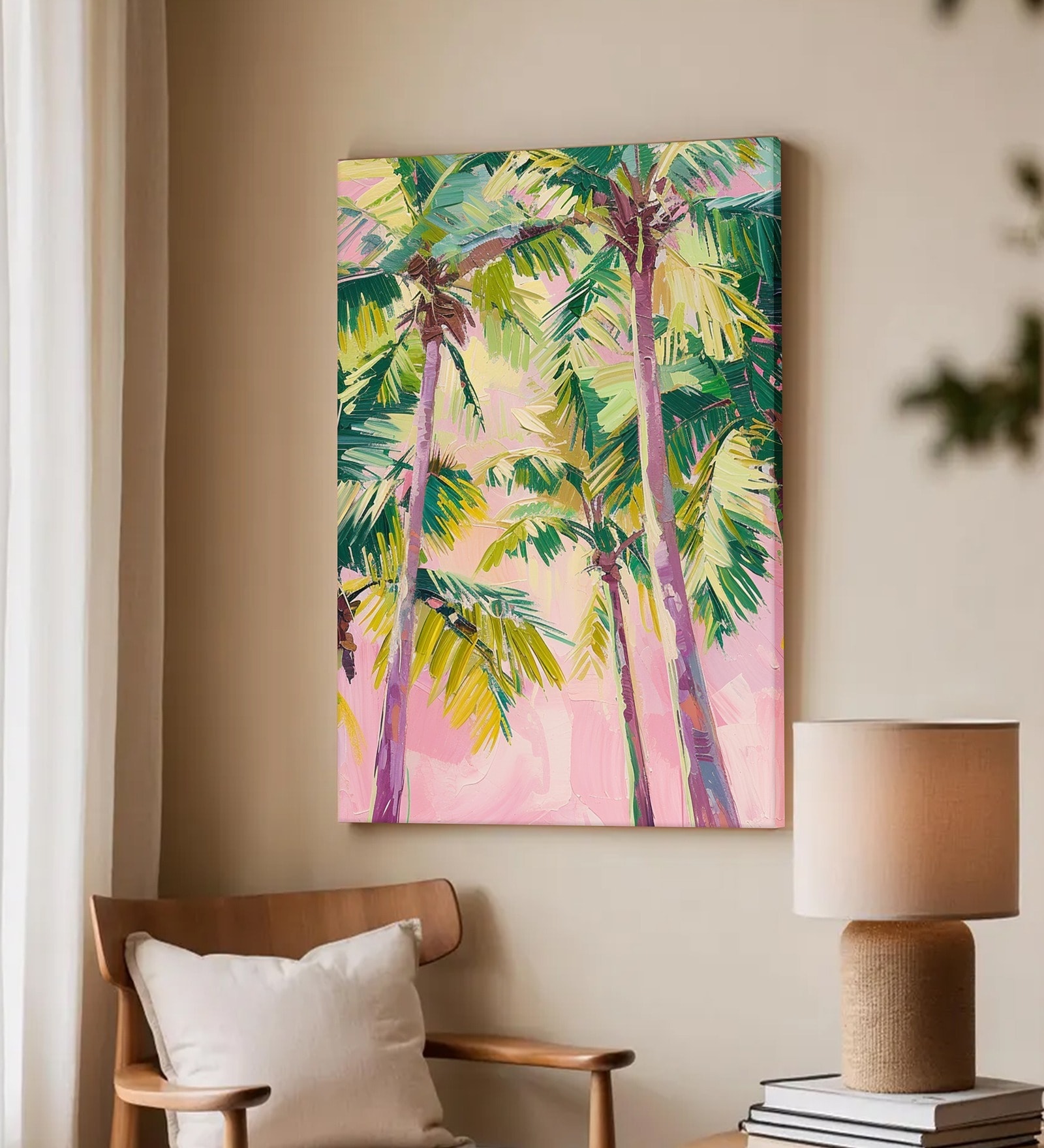 Buy 16 Inches Coconut Tree Altered Canvas Stretched Wall Art Printed ...