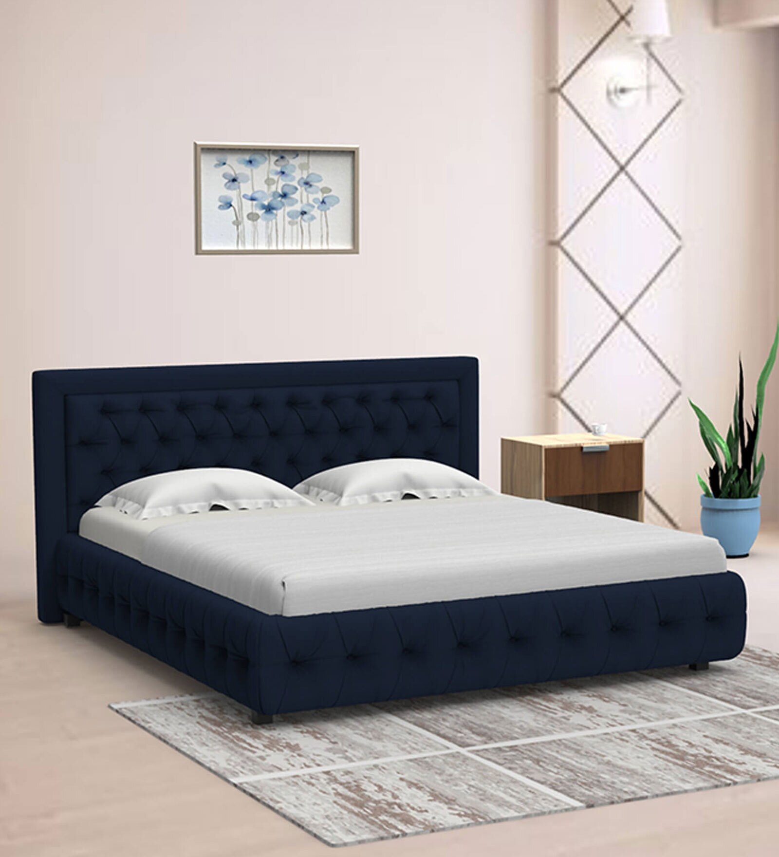 Buy Alto Velvet King Size Bed in Indigo Colour at 52% OFF by Citraa ...