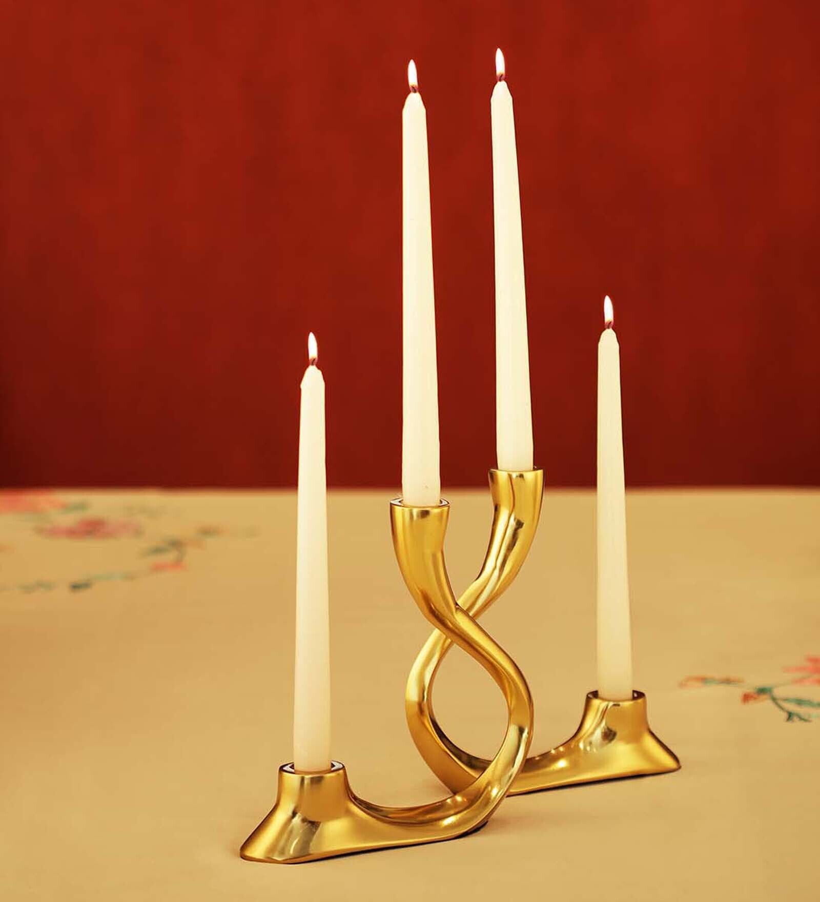 Buy Gold Caldo (2 Arm) Candle Sculpture Aluminium Candle Holder at 8% ...