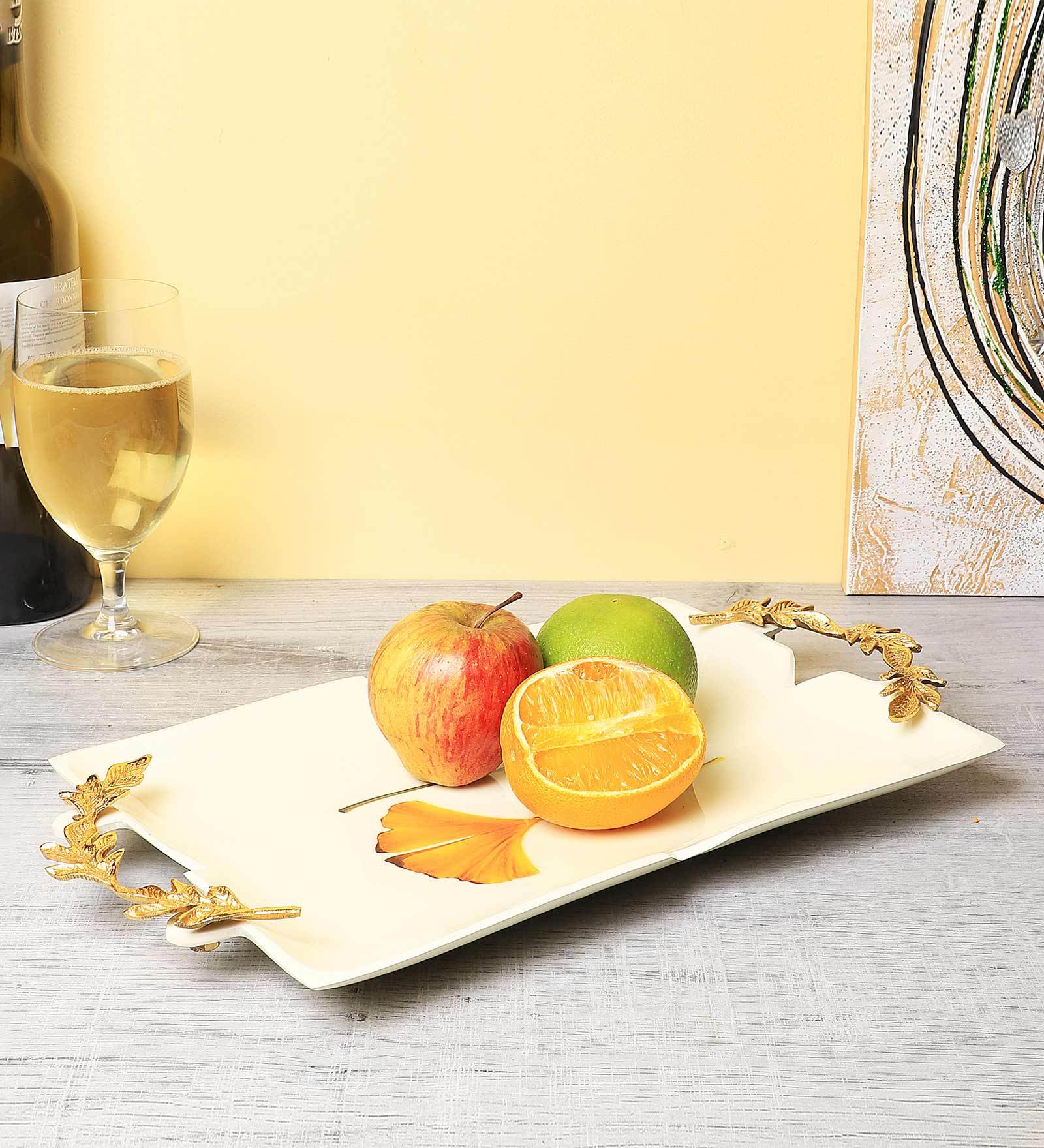 Buy Aluminium White Rectangular Platter By Rishan Lifestyle Online ...