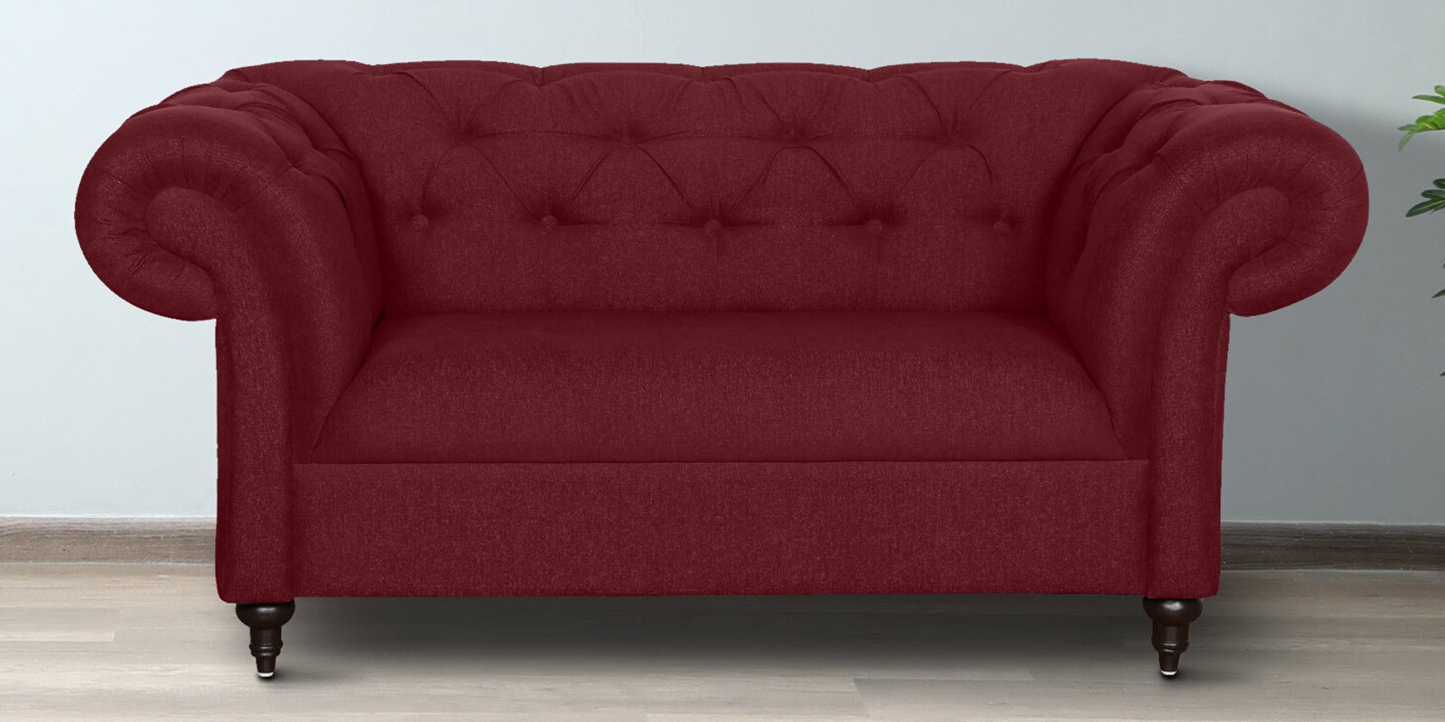 Buy Allanton Velvet 2 Seater Sofa in Berry Red Colour at 7% OFF by ...
