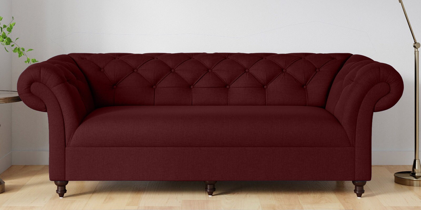 Buy Allanton Velvet 3 Seater Sofa in Wine Colour at 5% OFF by ...