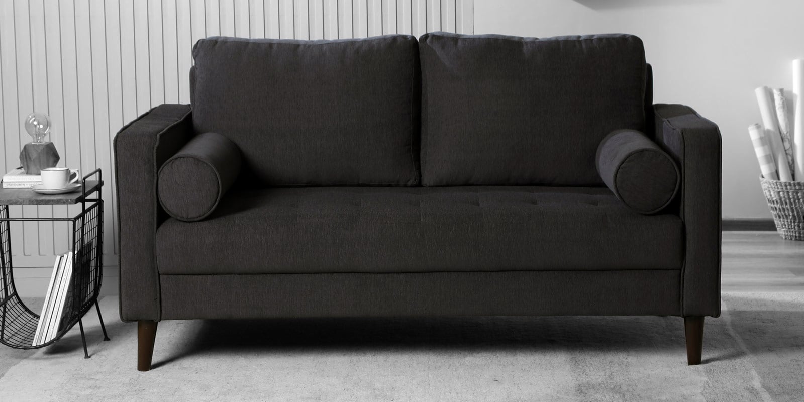 Buy Allison Fabric 2 Seater Sofa In Charcoal Grey Colour at 1% OFF by ...
