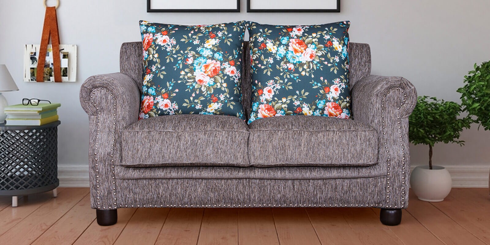 Buy Alton Two Seater Sofa In Dark Grey Colour By Peachtree Online - 2 ...