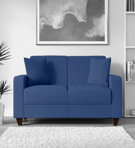 Buy Alba Fabric 2 Seater Sofa In Denim Blue Colour By Woodsworth Online ...