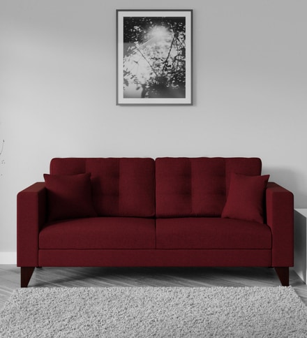 Buy Alfredo Fabric 3 Seater Sofa In Garnet Red Colour by CasaCraft ...