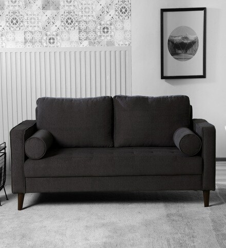 Buy Allison Fabric 2 Seater Sofa In Charcoal Grey Colour By Casacraft ...