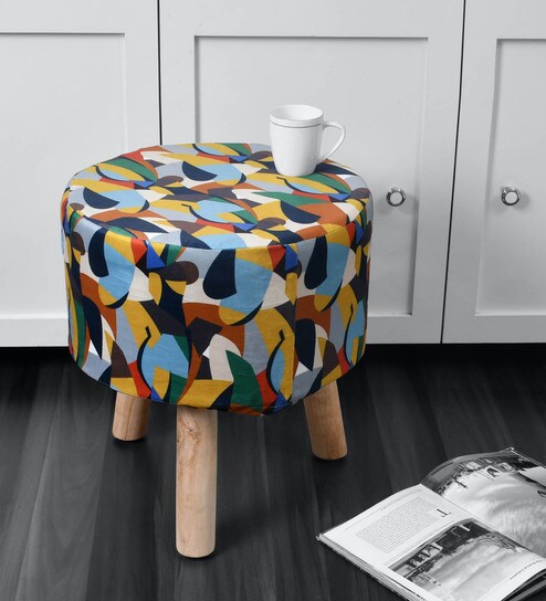 Buy Alexis Fabric Seating Stool in Multi Colour Online - Contemporary ...