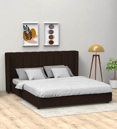 Buy Allison Fabric King Size Bed in Chocolate Brown Colour at 52% OFF ...
