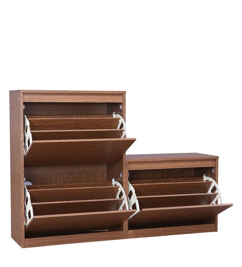 Buy Alder 3 Tier Tilt Out Shoe Rack in Walnut Finish Online - Tilt Out ...