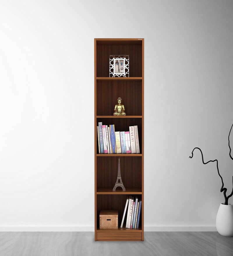 Buy Alex Book Shelf In Walnut Finish with 5 Tier By Bluewud Online ...